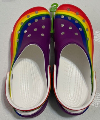 Crocs Men's Classic Clog Rainbow Dye Pride Lightweight Multi Color sz ...