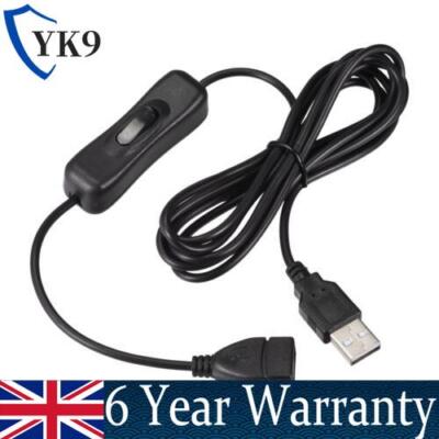2X USB Switch Extension Cable Upgraded Extension Cord On/Off Power ...