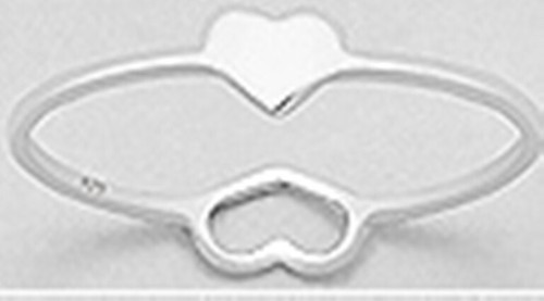 Solid Sterling Silver Two Sided Hearts Love Promise Ring / Stack 5mm ...