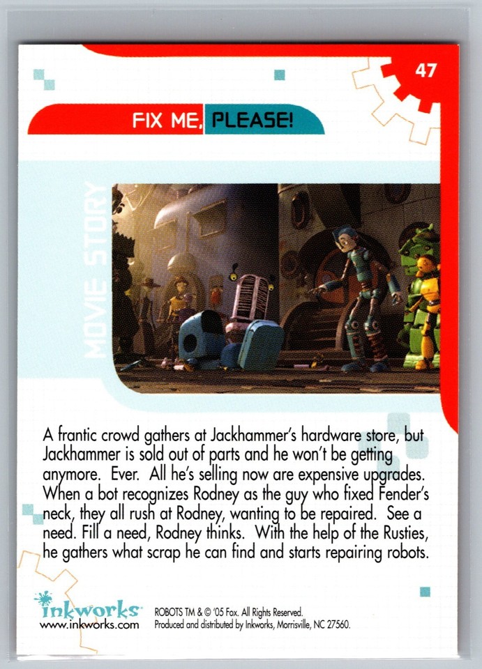 Fix Me Please 2005 Inkworks Robots the Movie #47 Trading Card Rodney ...