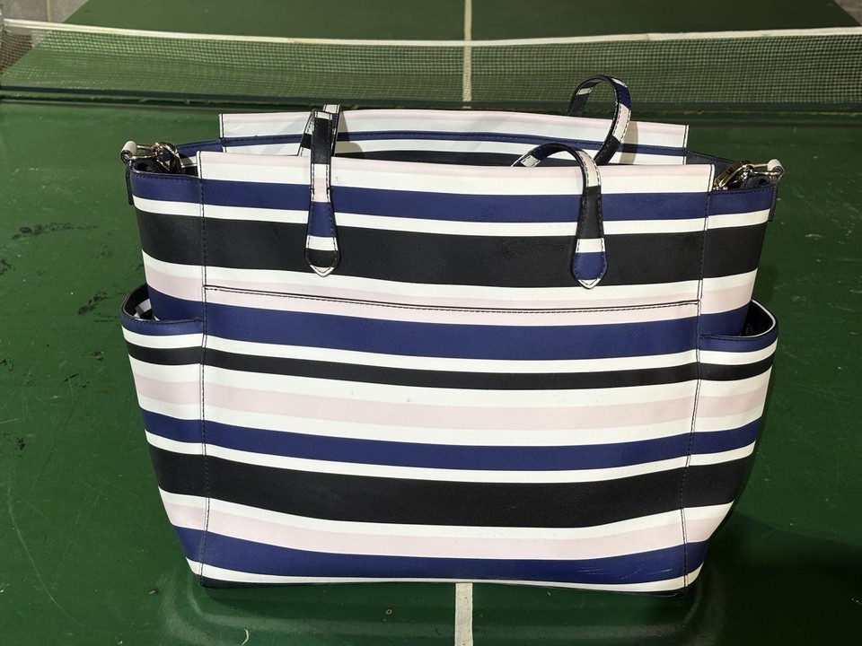 Kate Spade Grove Street KAYLIE Baby Diaper Bag Pink Blue White Stripe ...