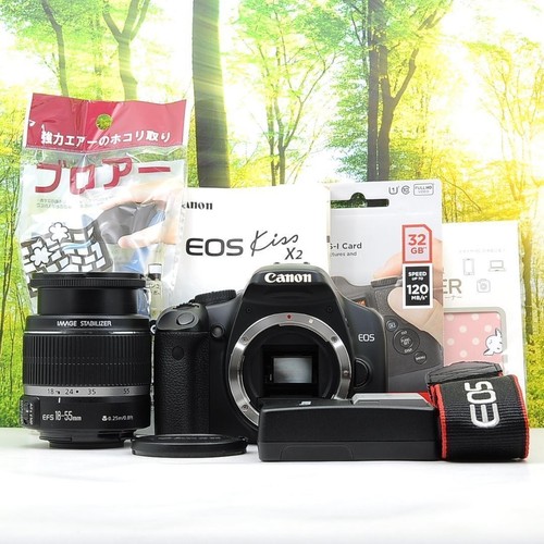 Canon Kiss X2 Digital Camera 12MP with 32GB SD Card Smartphone Adapter ...