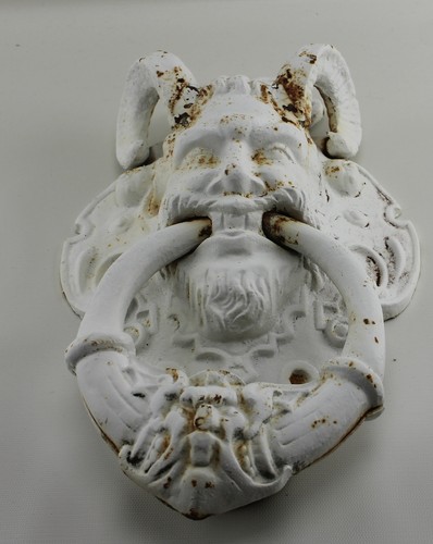 Vintage Cast Iron Door Knocker Gothic Demon Pan Devil Satyr Head 14" | eBay