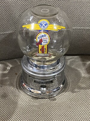 Glass Globe Ford Chickle Gumball Vending Machine + Key Ford Gum ...