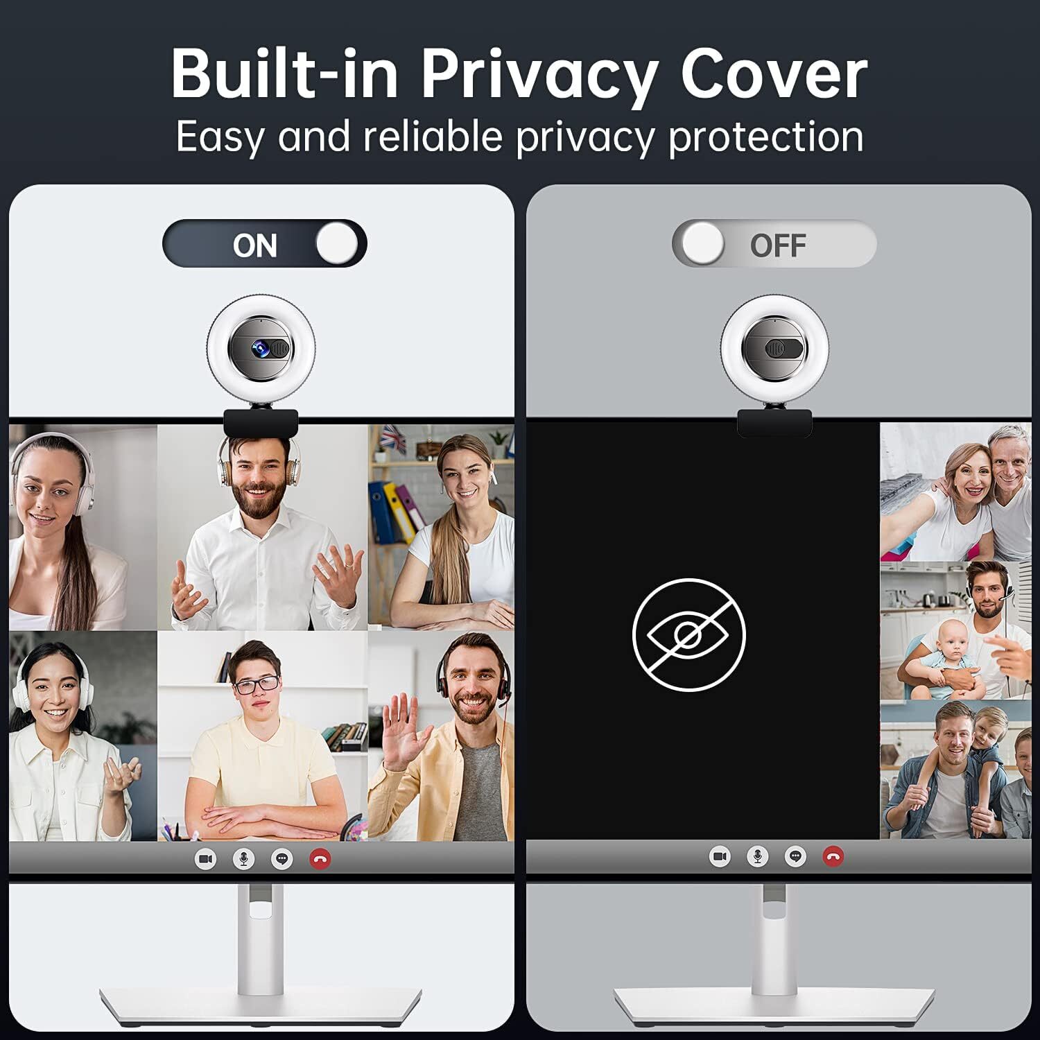 1080P FHD Webcam with Sony Sensor and Built-in Ring Light, Web Camera ...