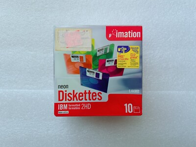 New Sealed, imation - Diskettes neon color, 1.44MB Floppy Floppies Pack ...