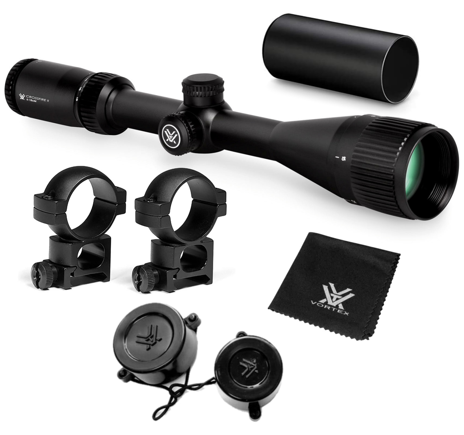 Vortex Optics Crossfire II 6-18x44 AO Dead-Hold BDC Riflescope w/ Rings ...