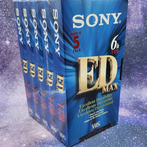 Sony ED Max VHS T-120 6Hr Tapes 5 Pack Brand New Sealed T-120EDE FAST ...