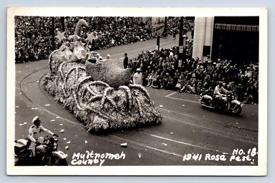 VTG RPPC Postcard Portland Rose Festival Parade Float Multnomah Co ...