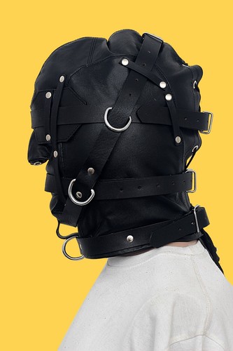 Gimp Mask Real Leather Sensory Deprivation Bondage Hood Adult Cosplay ...