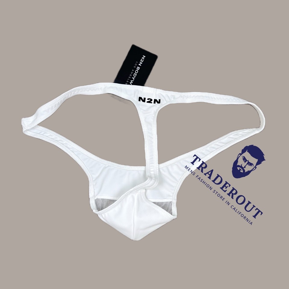 N2N Bodywear Men White sheer slasher swim Thong swimwear underwear size ...