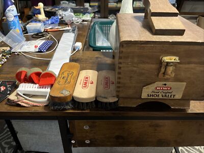 KIWI Hand Crafted Shoe Valet - Wooden Shoe Polishing Shine Box Read ...