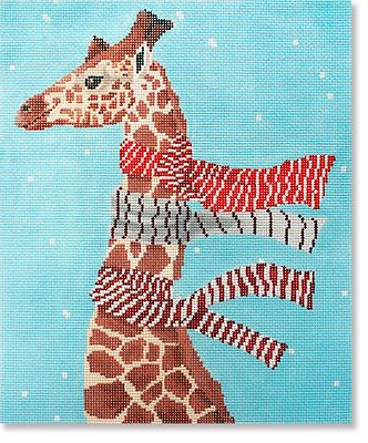 Needlepoint Handpainted CBK Giraffe w/ Scarves 10x12 | eBay