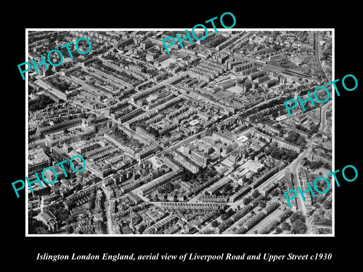 OLD POSTCARD SIZE PHOTO ISLINGTON LONDON ENGLAND LIVERPOOL Rd AERIAL ...