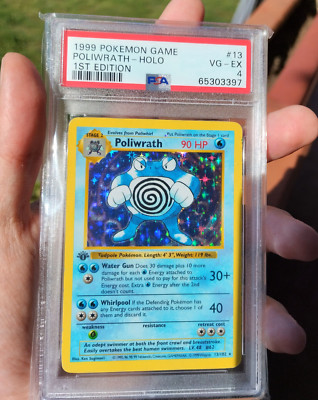 Pokemon POLIWRATH 13/102 1st Edition Shadowless Base Set PSA 4 English ...