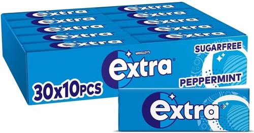 Wrigley's Extra Chewing Gum, Peppermint Flavour, 30 Packs of 10 Pieces ...
