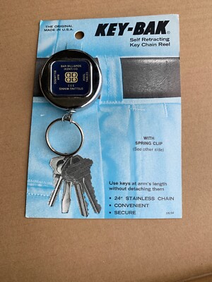 Vintage Key-Bak Metal Key Chain Reel - New Old Stock On Original Card ...