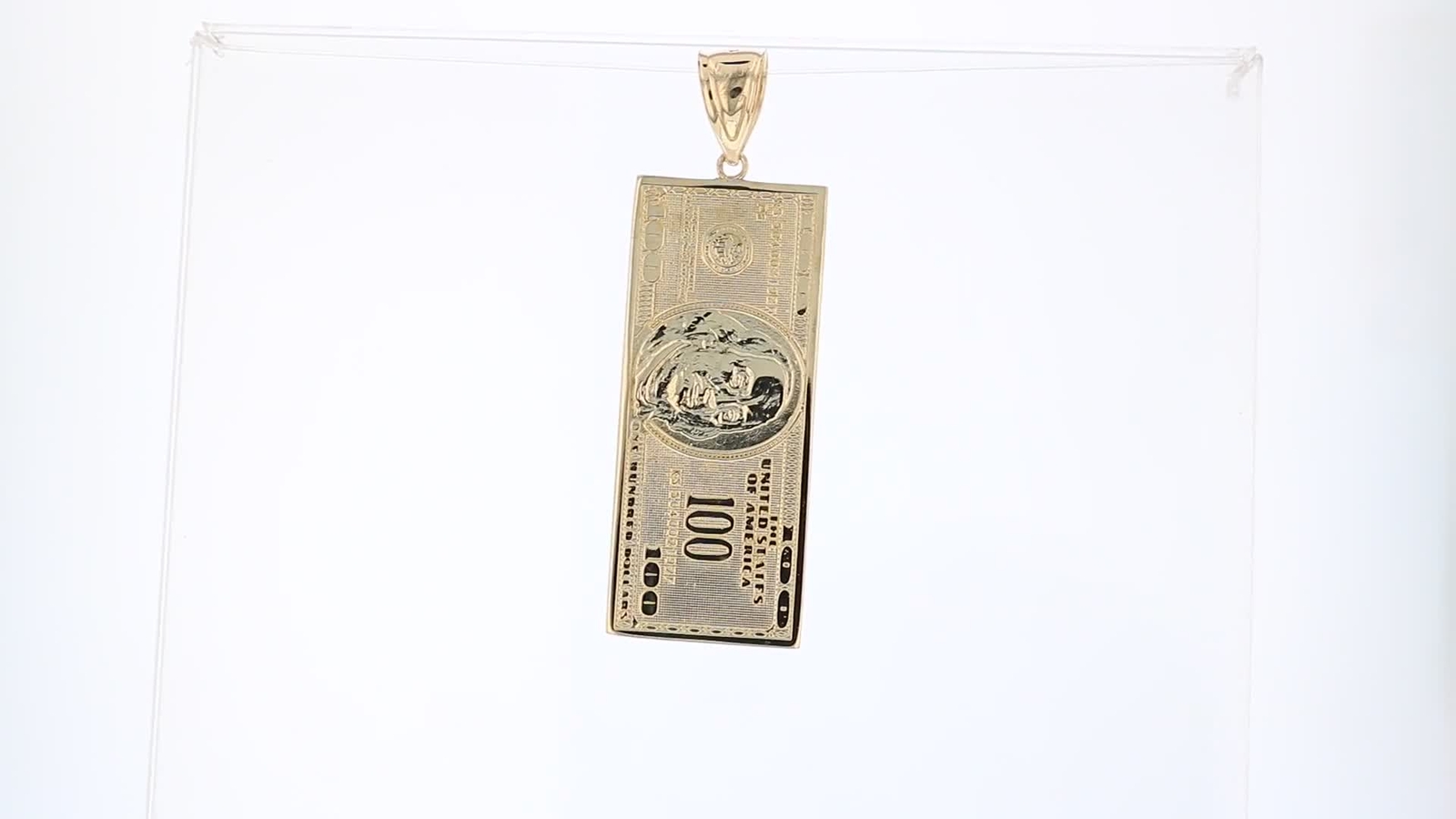 10k or 14k Yellow Gold Large Hundred Dollar Bill Mens Money Symbol ...