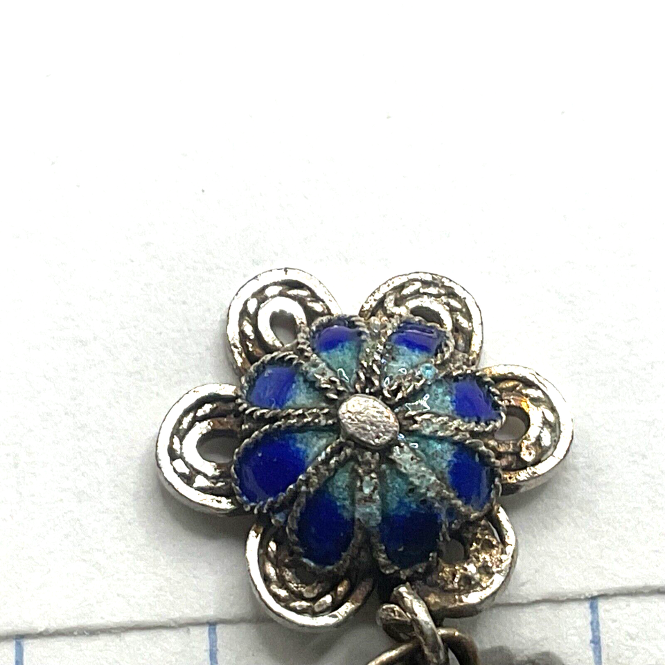 Antique Enamel Cloisonne Earrings China Silver Filagree Scew-Back ...