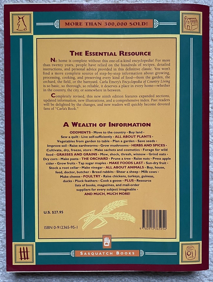 Encyclopedia of Country Living by Carla Emery (1994, Trade Paperback ...