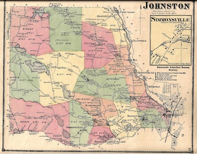 1870 JOHNSTON, RI. MAP REMOVED FROM THE BEERS ATLAS 0F 1870 | eBay