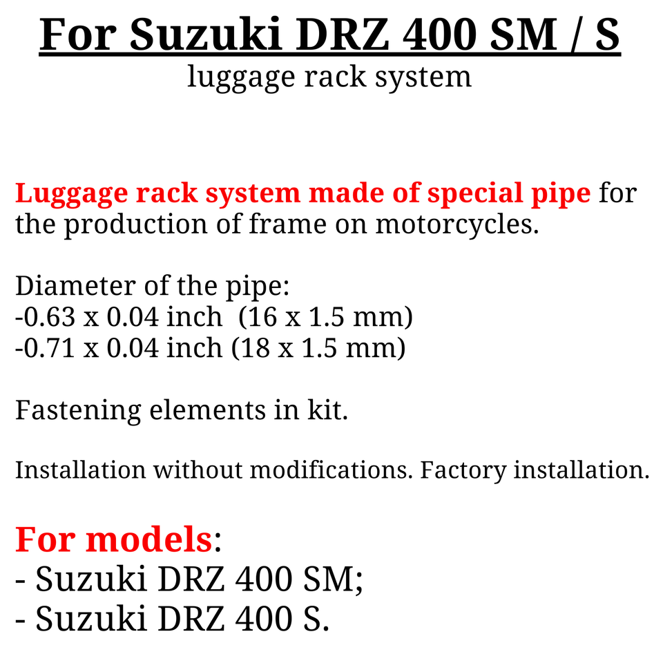 For Suzuki DRZ 400 SM Rack luggage system DRZ 400S Pannier rack ...