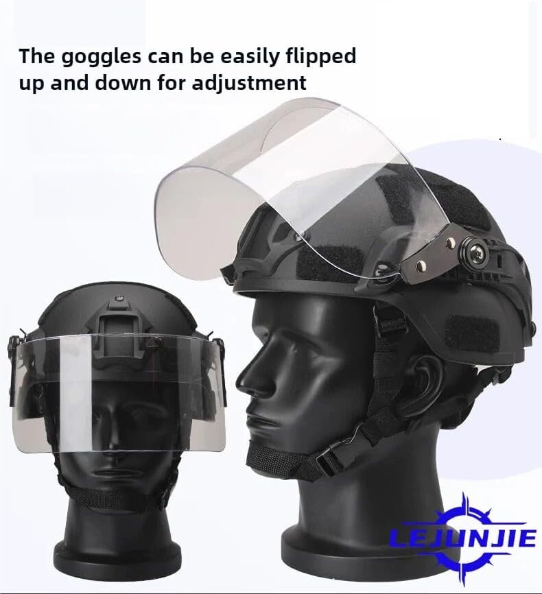 Tactical MICH 2000 Fast Helmet with Clear Riot Visor Face Shield ...