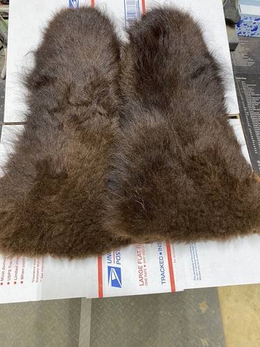 Buffalo Hide Fur Mittens With Leather Palms And Fringe USA Made XL ...