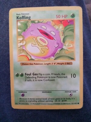 KOFFING - Base Set - 51/102 - Common - Pokemon Card - Unlimited Edition ...