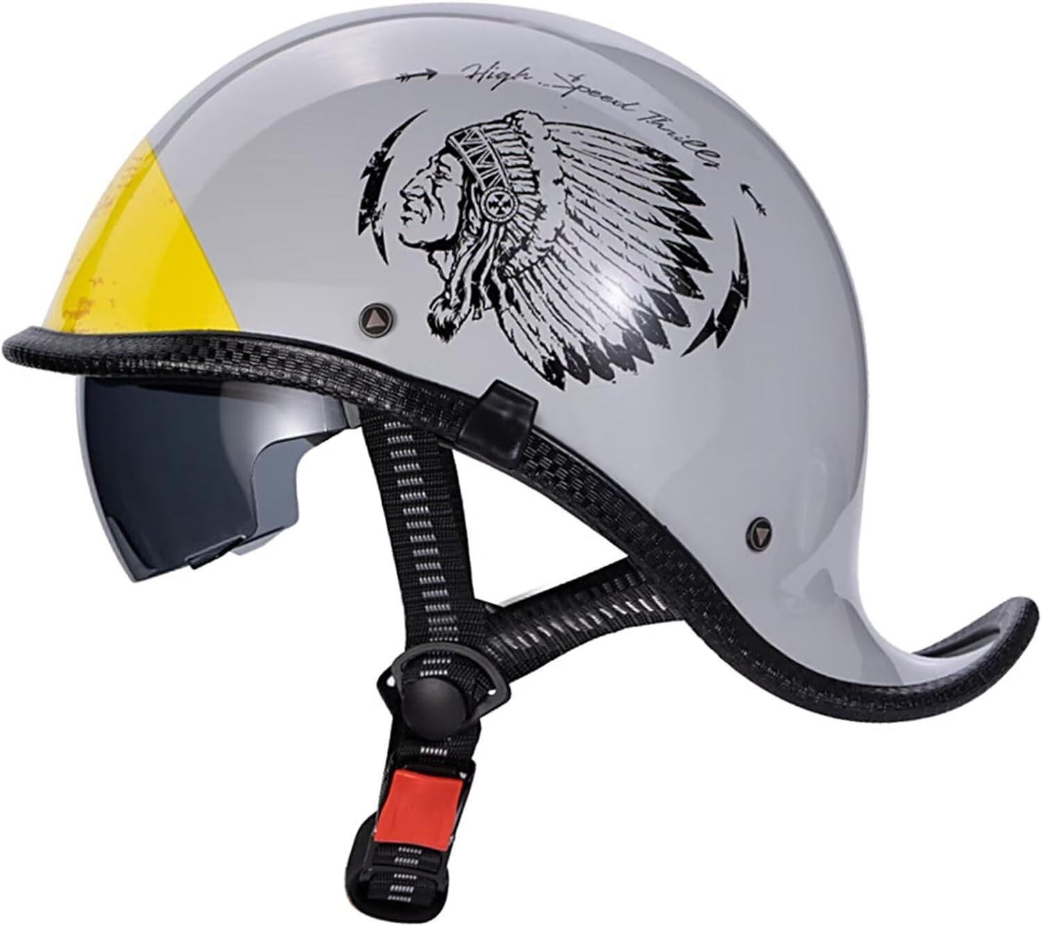 Motorcycle Half Helmet With Visor Open Face Retro Motorcycle Helmets ...