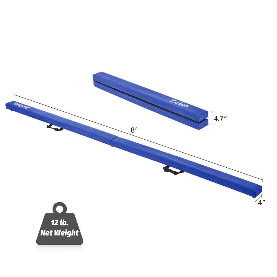 ZELUS 8' Folding Gymnastics Balance Beam, Floor Balance Beam w/Carry ...