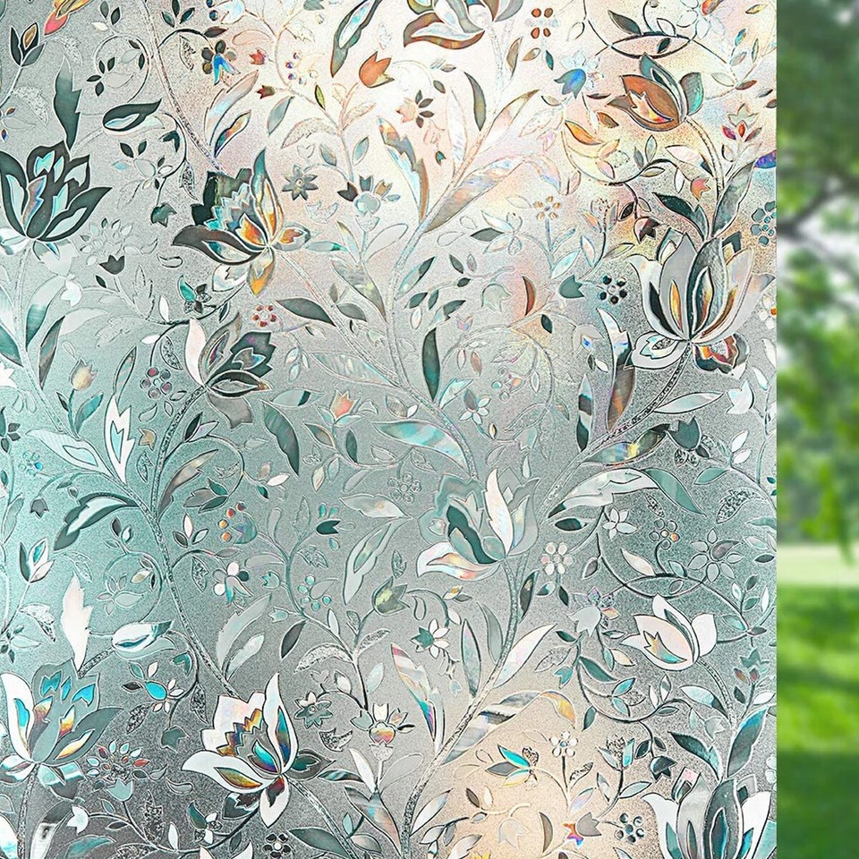 3D Tulip Window Film Home Privacy Glass Stained Static Cling Sticker ...
