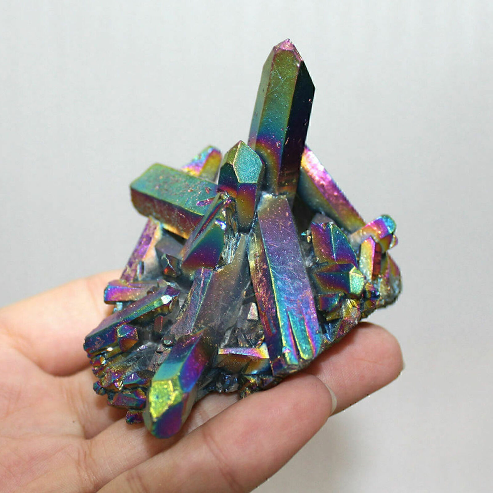 50g Rainbow Aura Titanium Quartz Crystal Cluster VUG Specimen Gemstone ...