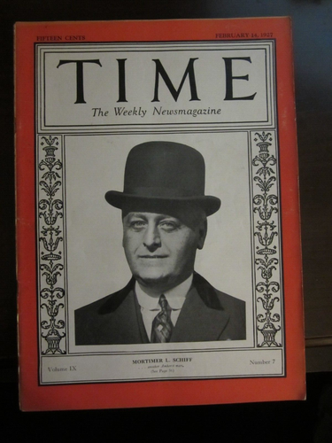 Time Magazine February 1927 Mortimer L. Schiff Boy Scouts of America ...