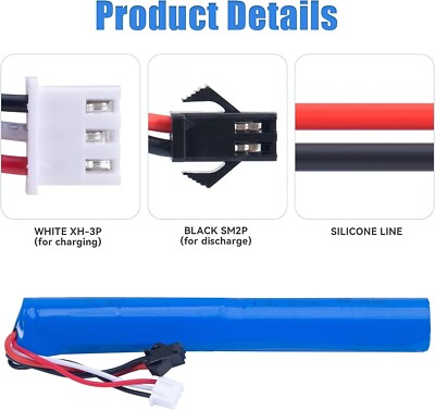 7.4V Battery 2000mAh for SRB1200, SRB400, SRB400-SUB, MP5K, M4 and M110 ...