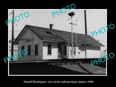 OLD 8x6 HISTORIC PHOTO OF EDWALL WASHINGTON THE RAILROAD DEPOT STATION ...