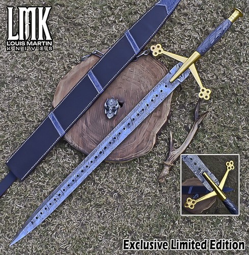 LMK Custom Twist Damascus Sword Hard Wood Limited Edition Brass Guard ...