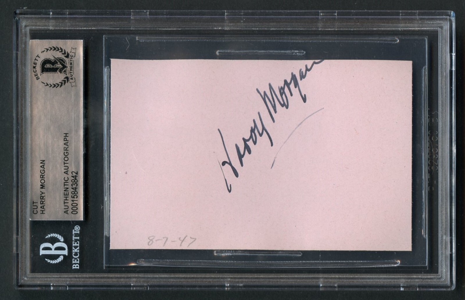 Harry Morgan d2011 signed on 8-7-47 autograph 2x3 cut Actor in MASH ...