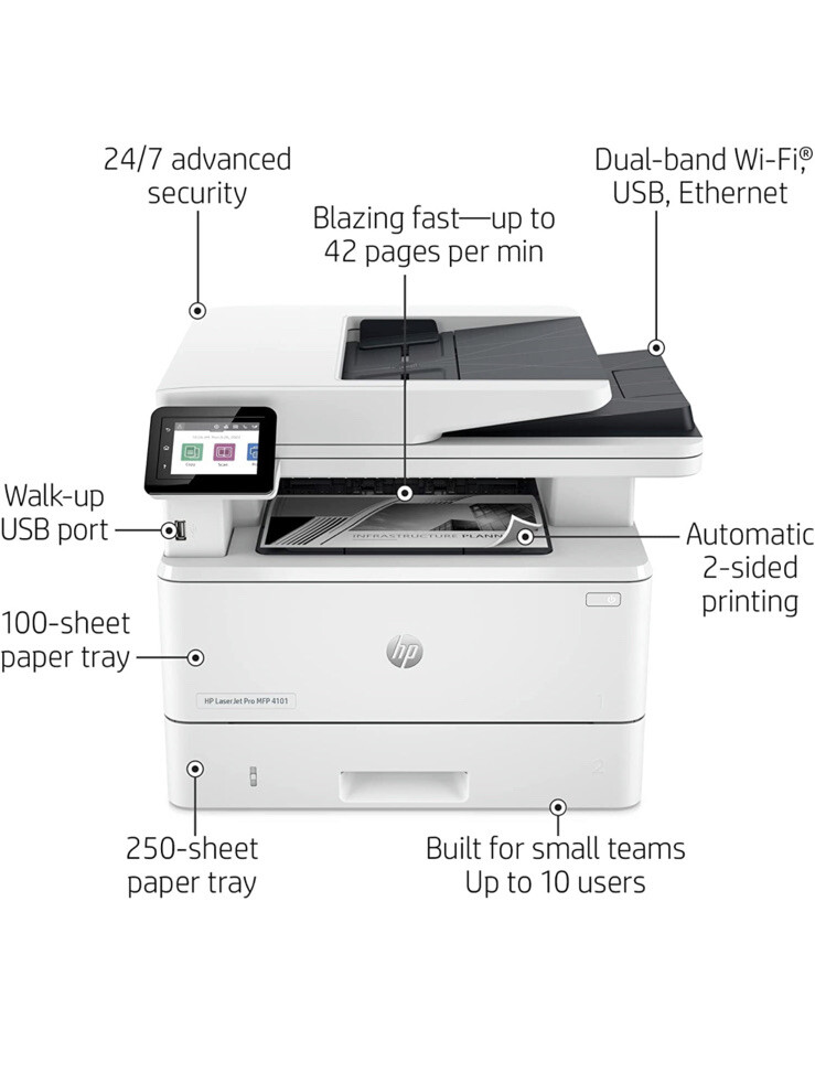 HP LaserJet Pro 4101fdw Wireless Laser Multifunction Printer ...