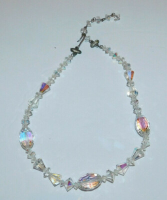 BEAUTIFUL NECKLACE WITH CLEAR FAUX CRYSTAL BEADS | eBay