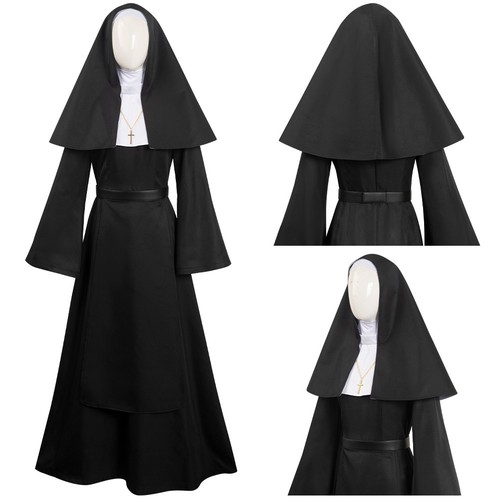 Valak Cosplay Costume Outfits Halloween headgear robe Party Black Dress ...