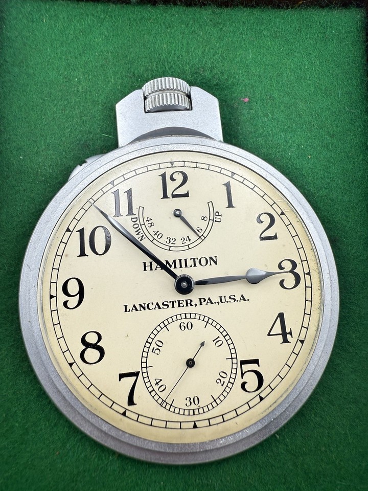 HAMILTON CHRONOMETER WATCH 1941 MODEL 22 NAVY WWII 21 JEWEL W/ DOUBLE ...