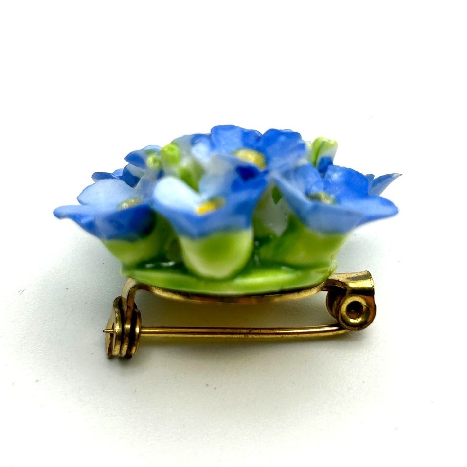 Denton Bone China Flower Brooch Made in England Forget Me Not Blue ...