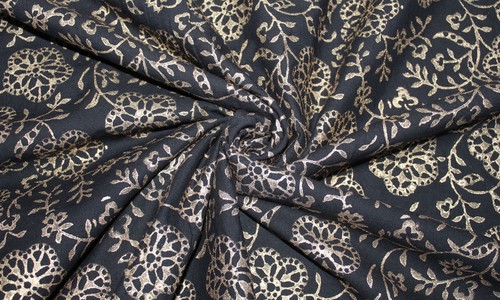 10 Yard Indian Black Floral HandBlock Print Dressmaking Craft Sanganeri ...