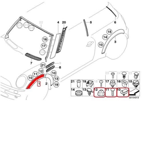 BMW Mini R50 R53 R52 Exterior Trim Grill Plastic Nut 07130702715 for ...