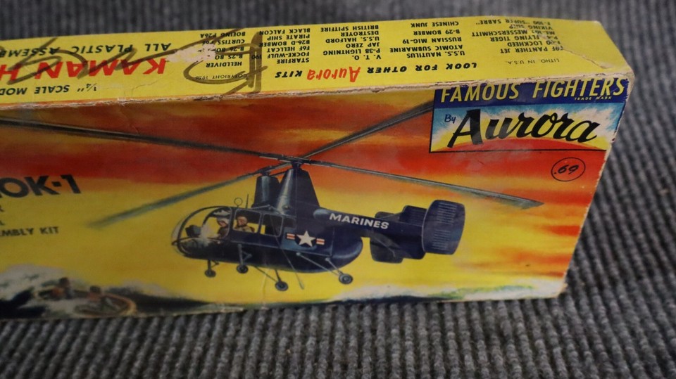 Vintage Aurora Famous Fighters Kaman HOK-1 Helicopter Model Kit - BOX ...