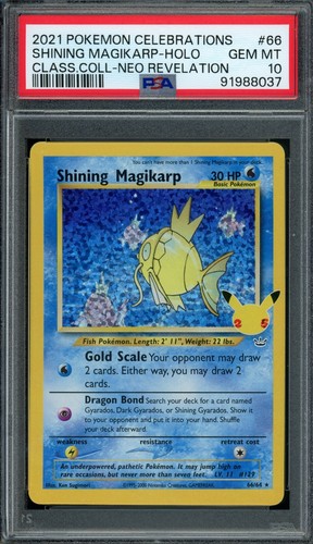 Pokémon Card Shining Magikarp 66/64 Celebrations Neo Revelation PSA 10 ...