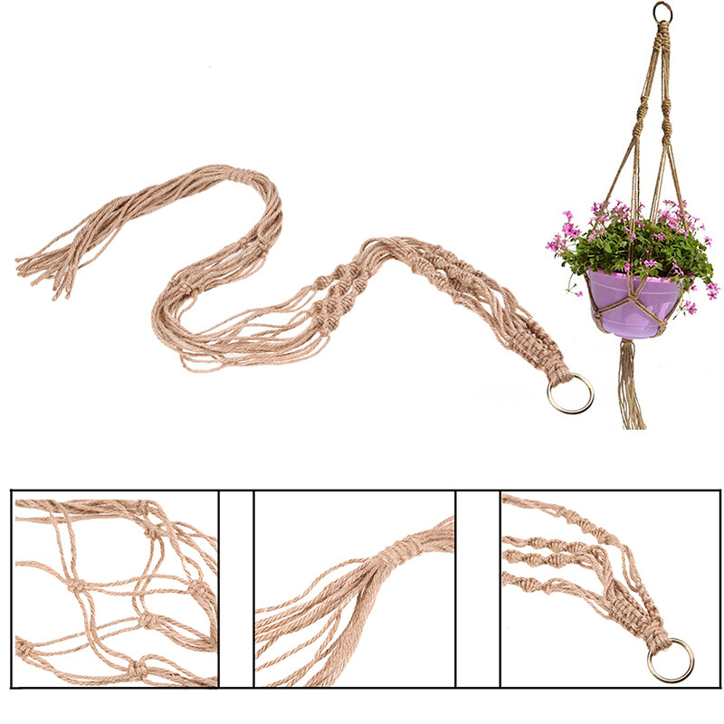 Flower Pot Hanging Rope Plant Hanger Planter Holder Basket Vintage Home ...