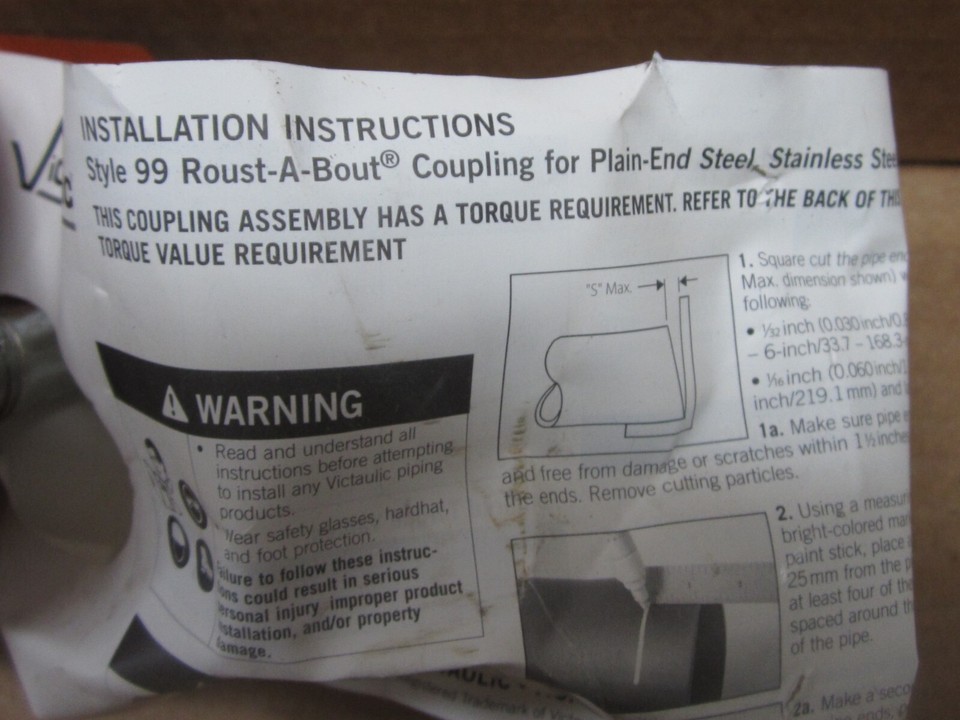 VICTAULIC 3 INCH ROUSTABOUT STYLE 99 COUPLING 3" ROUST-A BOUT | eBay