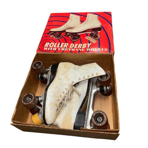 Vintage 70s Official Roller Derby Skates Mens Sz 9 Urethane Wheels WITH ...